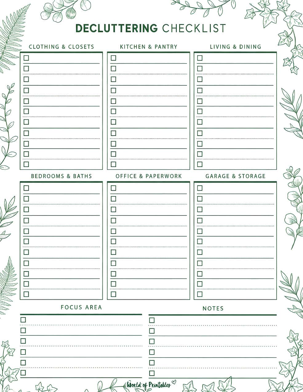 Declutter Checklist By Category (Free Printable) - World of Printables