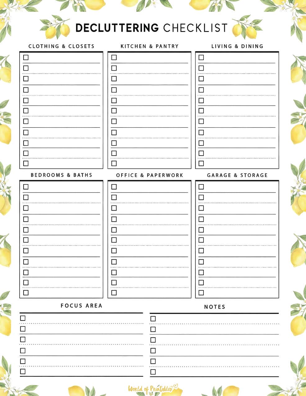 Declutter Checklist By Category (Free Printable) - World of Printables