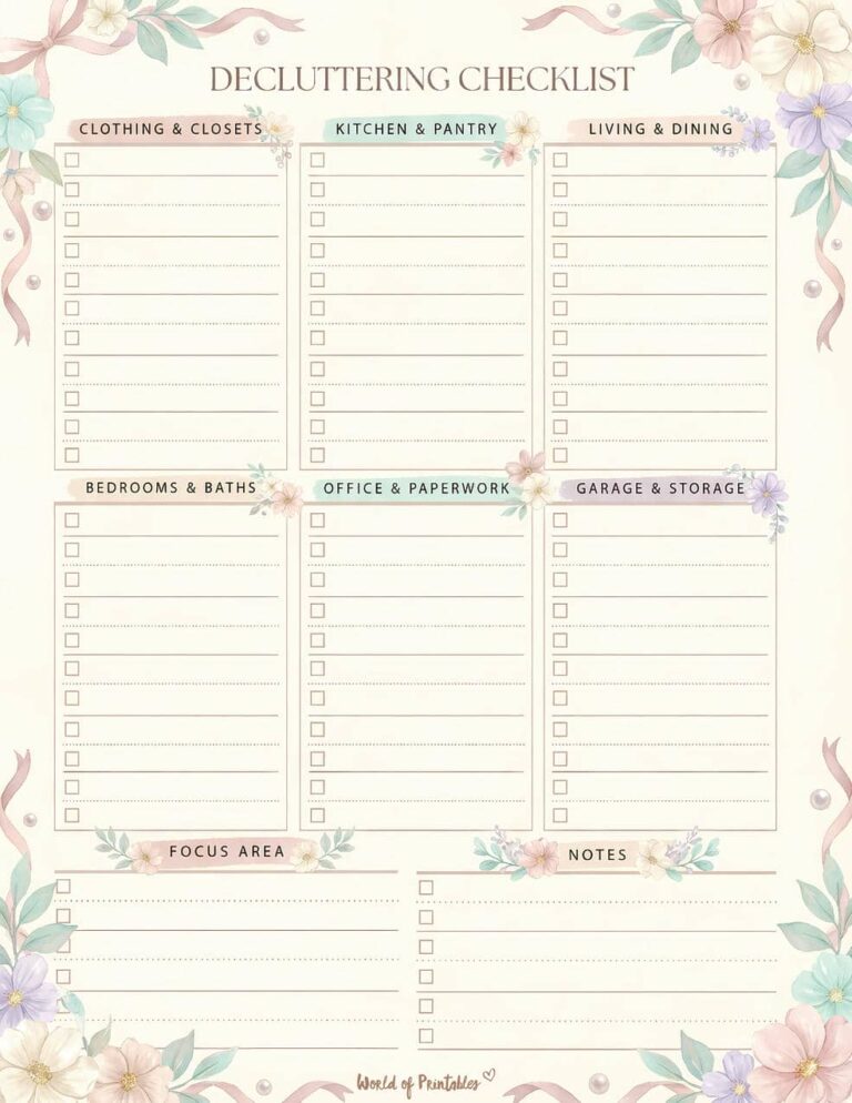 Declutter Checklist By Category (Free Printable) - World of Printables