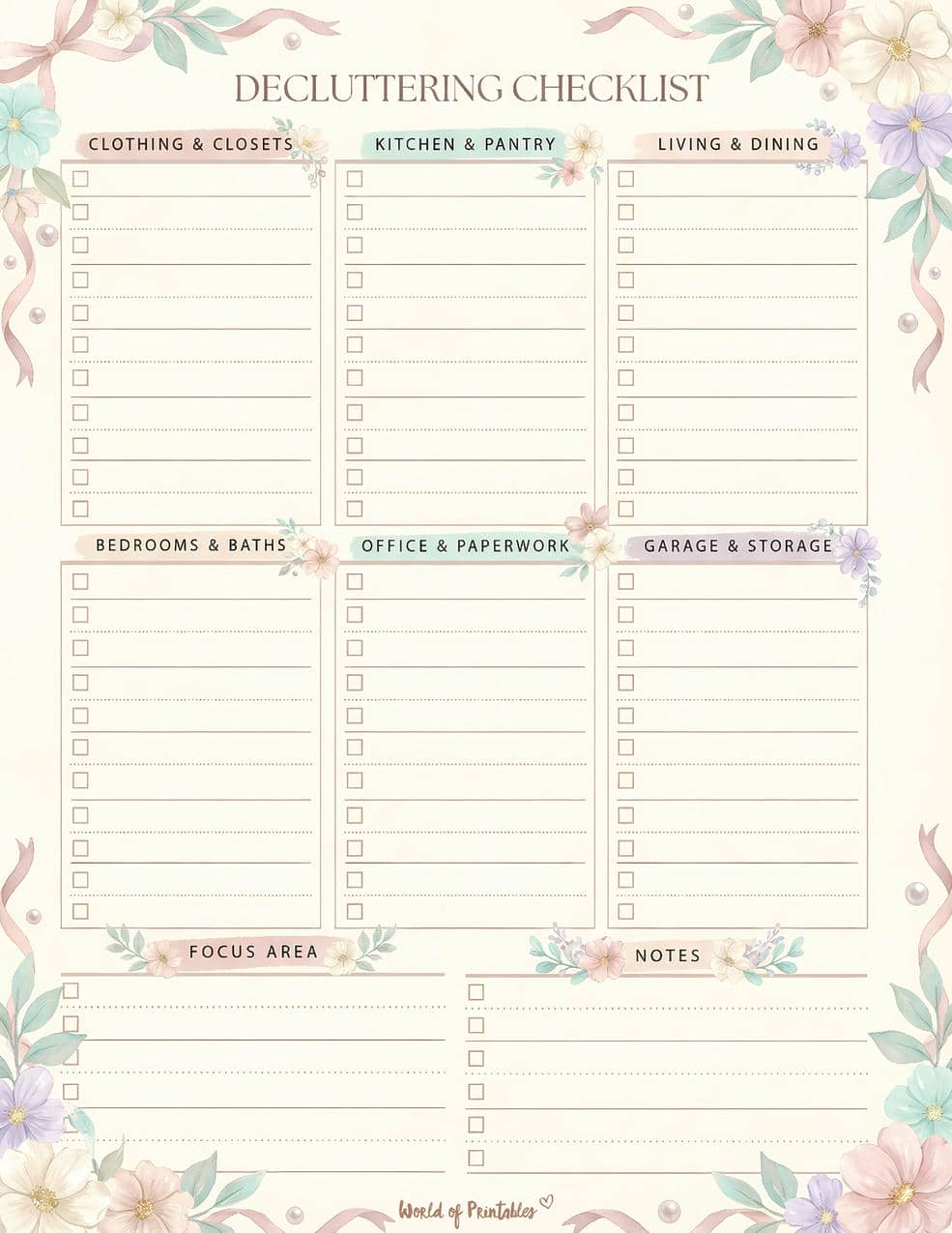 Declutter Checklist By Category (Free Printable) - World of Printables