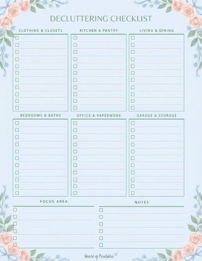 Declutter Checklist By Category (Free Printable) - World of Printables