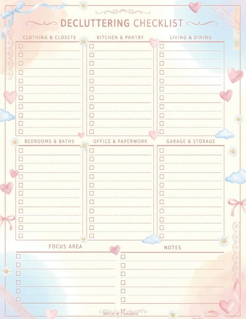 Declutter Checklist By Category (Free Printable) - World of Printables