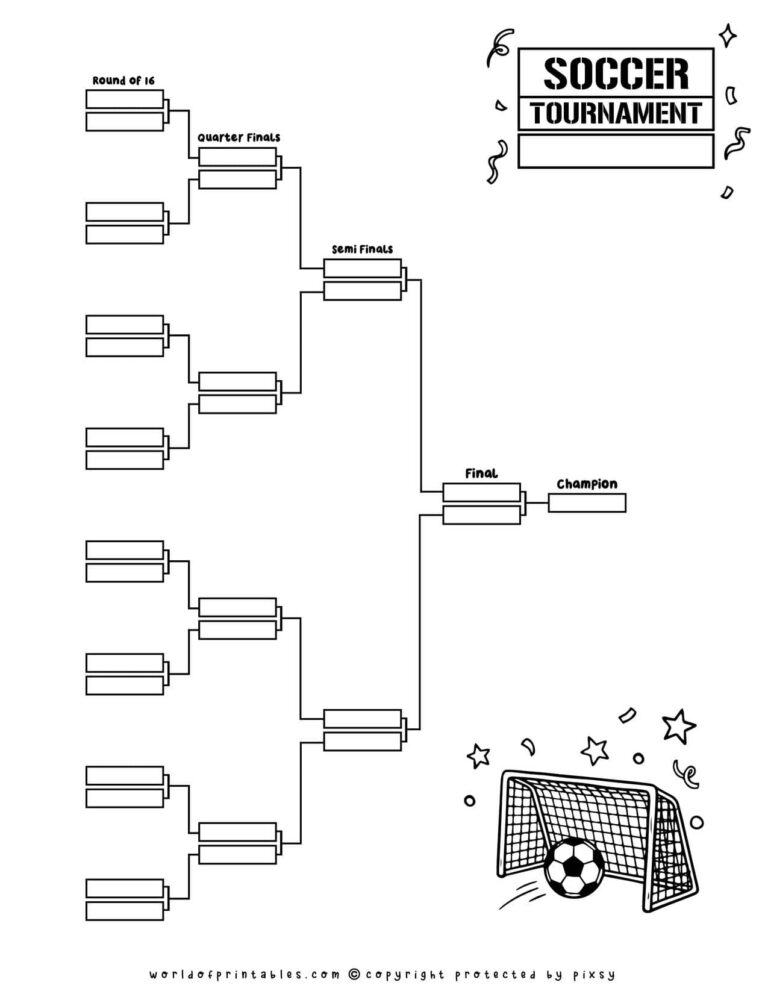 Printable Soccer Tournament Bracket Templates - World of Printables