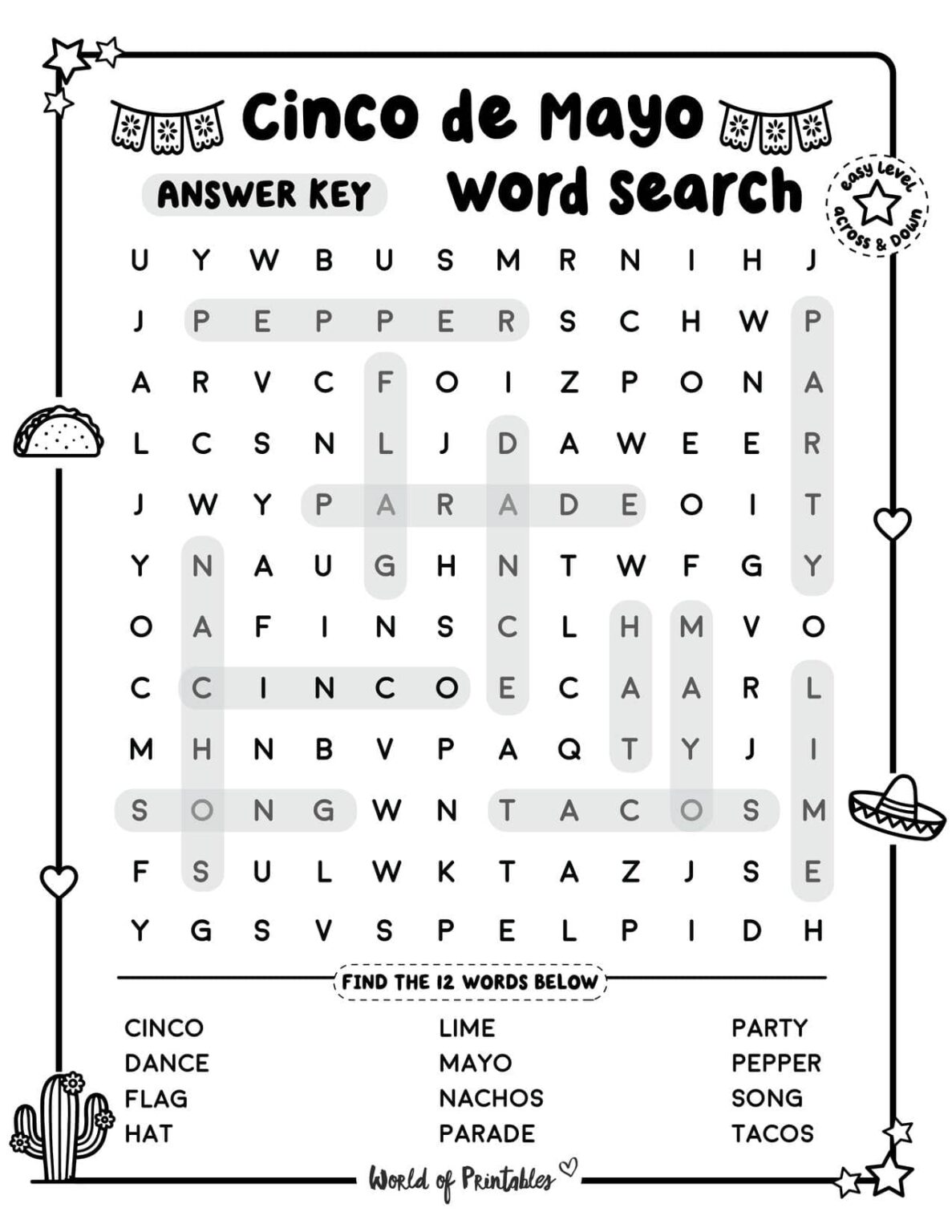 Printable Cinco De Mayo Word Searches - World of Printables