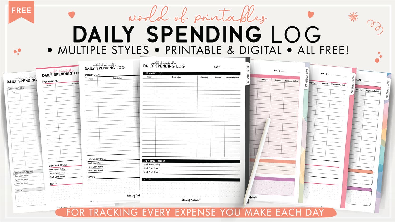 Free Daily Spending Log Printable - World of Printables