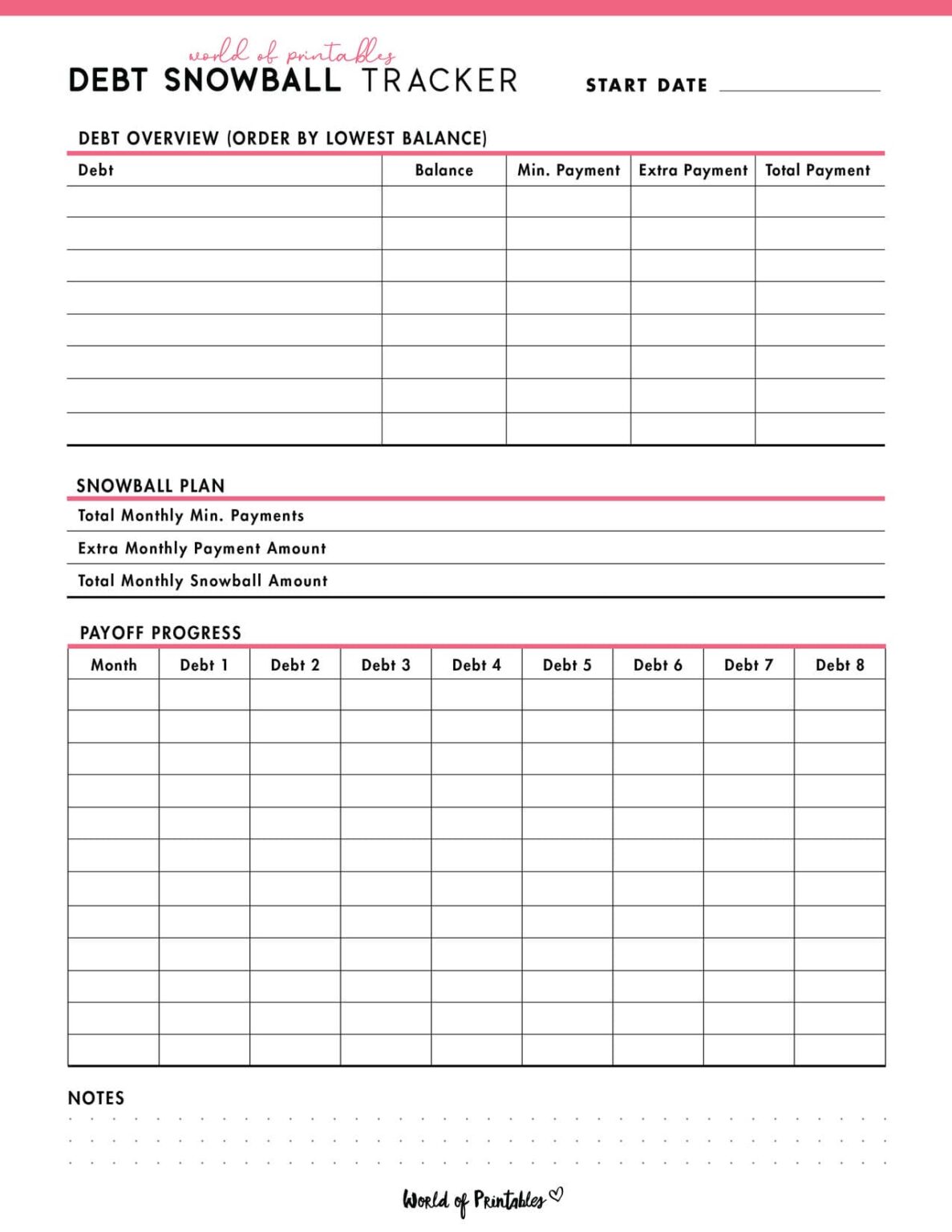 Free Debt Snowball Tracker Printable - World of Printables