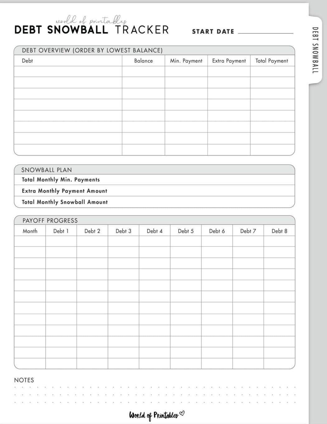Free Debt Snowball Tracker Printable - World of Printables