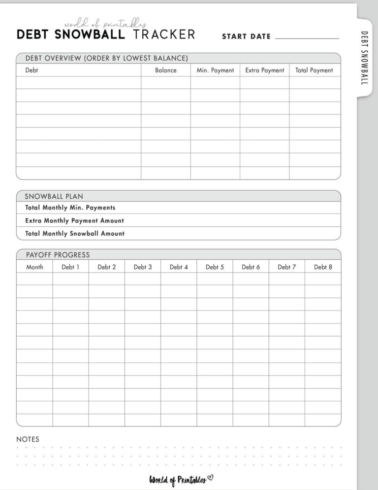 Free Debt Snowball Tracker Printable - World of Printables