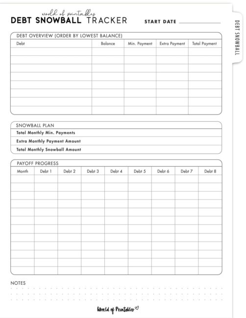 Free Debt Snowball Tracker Printable - World of Printables