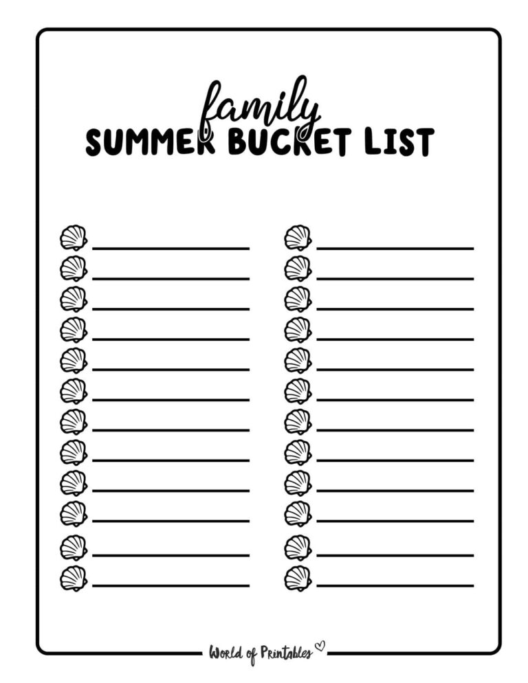 Free Printable Summer Bucket List For Kids - World of Printables
