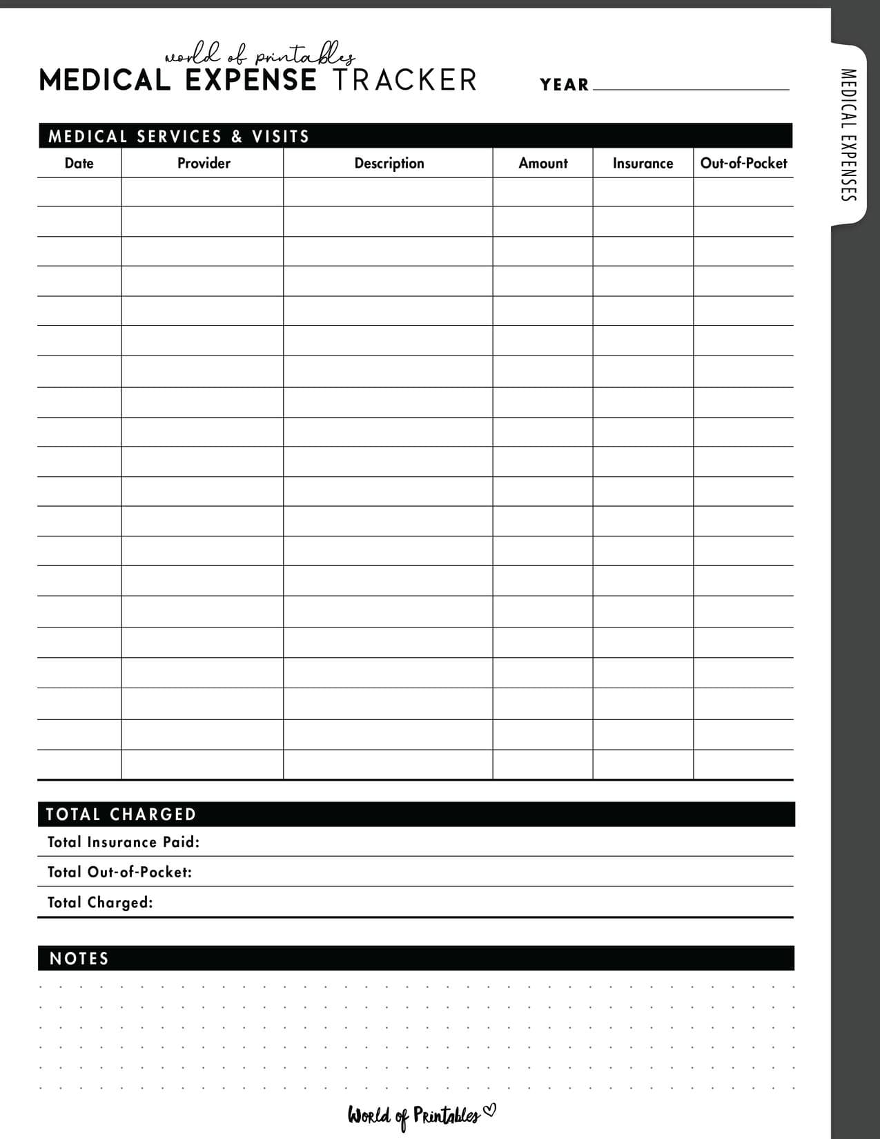 Free Medical Expense Tracker Printable - World of Printables