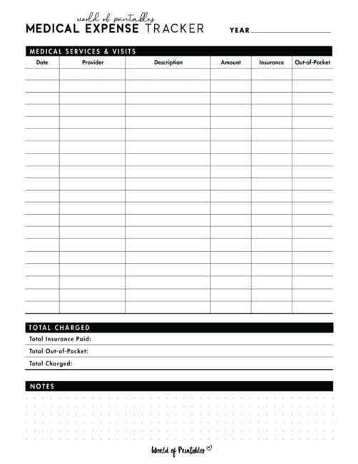 Free Medical Expense Tracker Printable - World of Printables