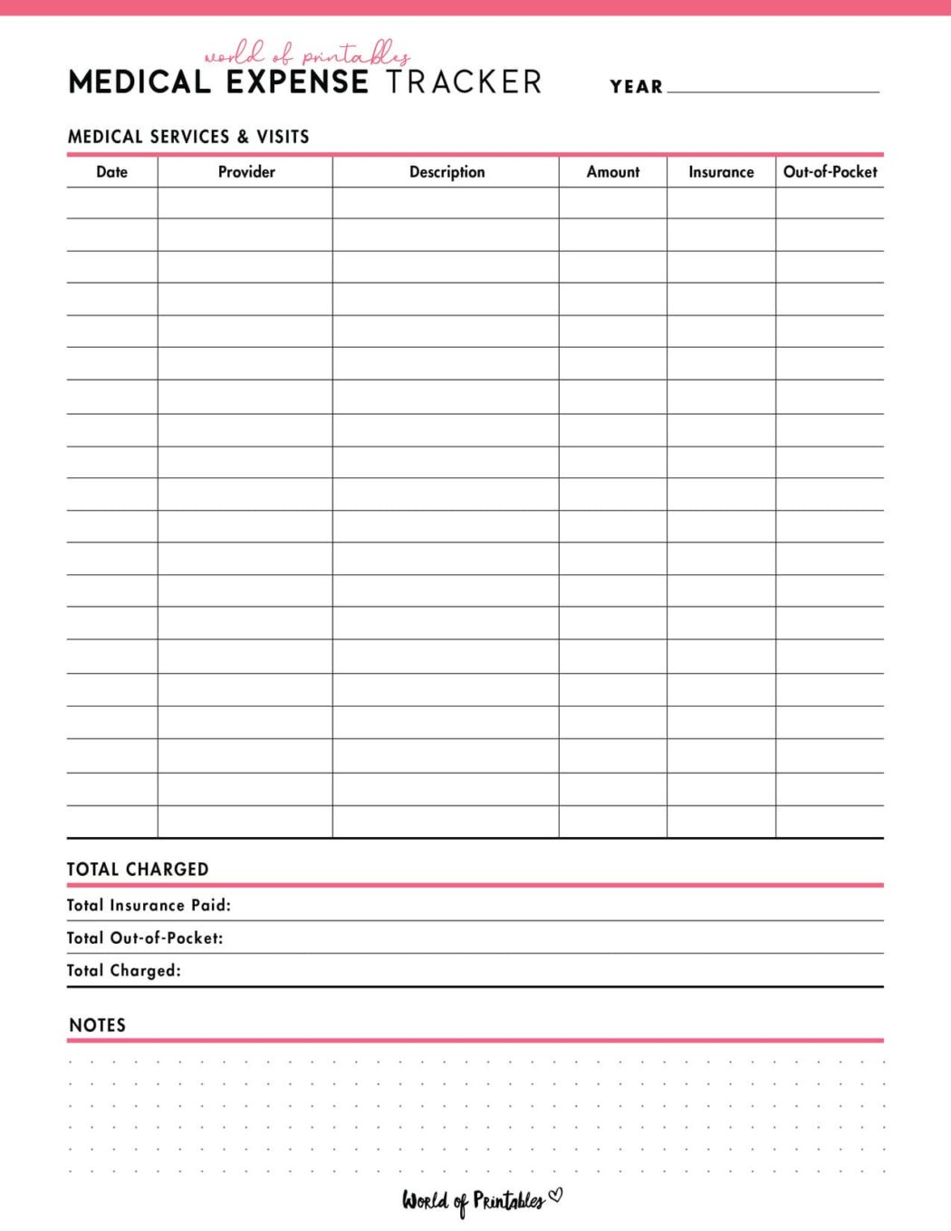 Free Medical Expense Tracker Printable - World of Printables