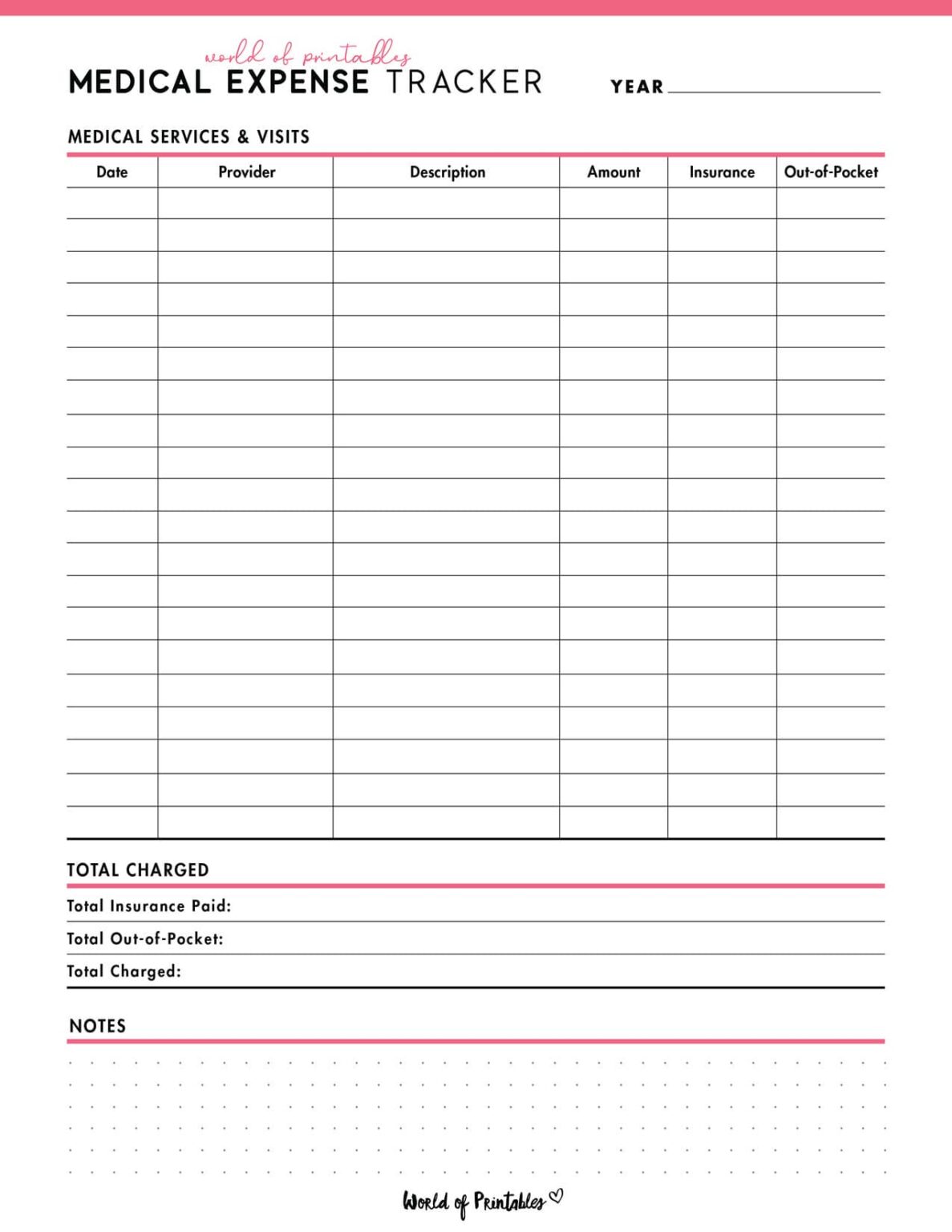 Free Medical Expense Tracker Printable - World of Printables