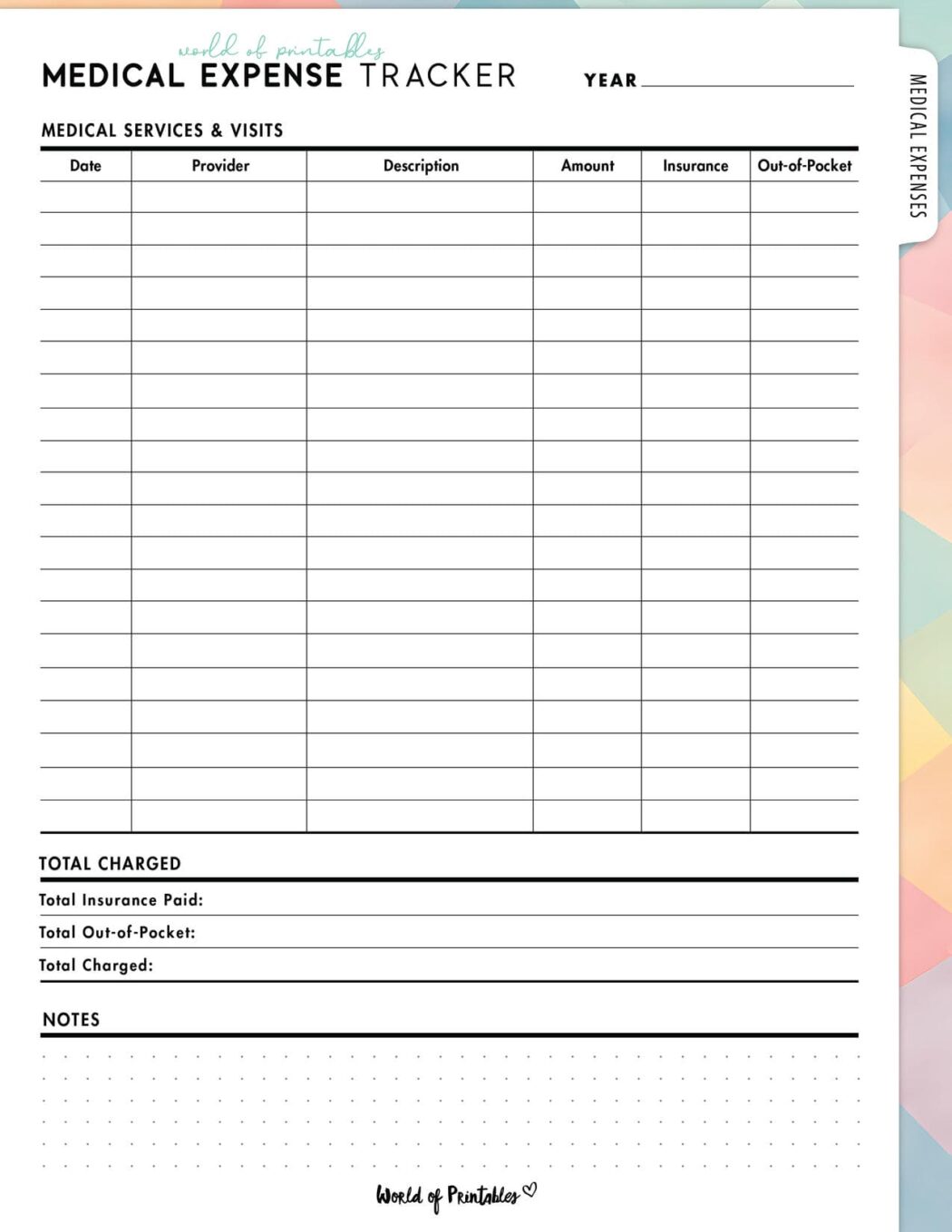 Free Medical Expense Tracker Printable - World of Printables