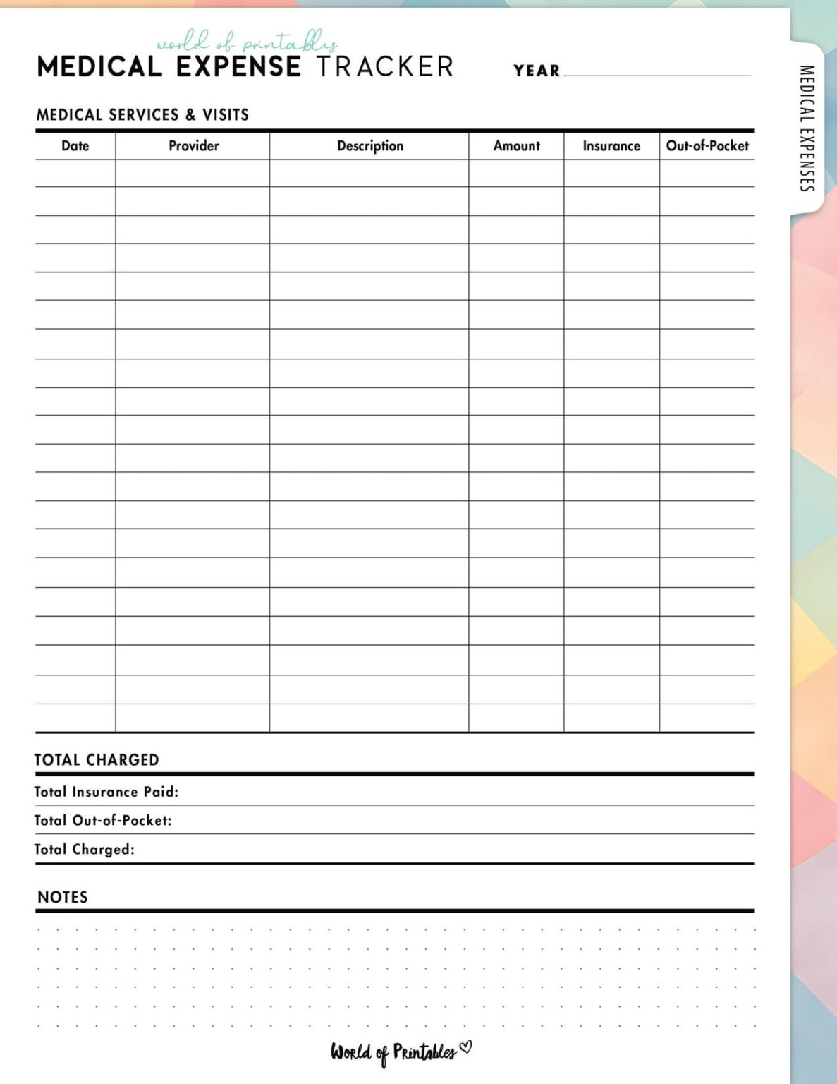 Free Medical Expense Tracker Printable - World of Printables