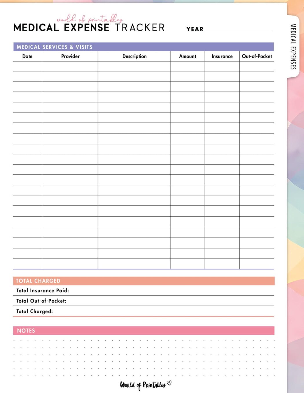 Free Medical Expense Tracker Printable - World of Printables