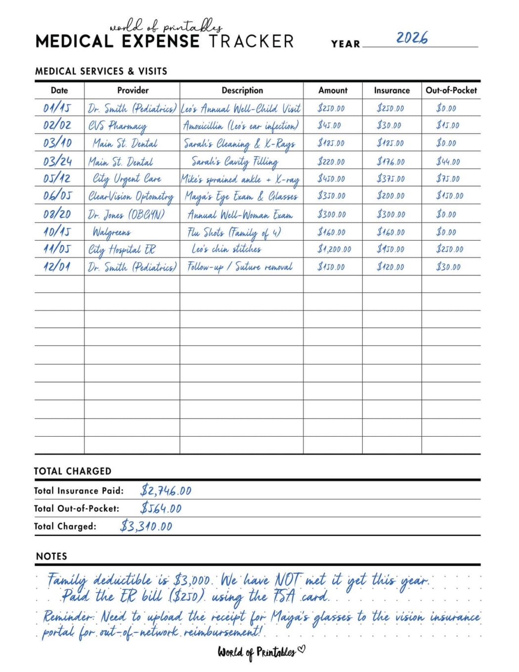 Free Medical Expense Tracker Printable - World of Printables