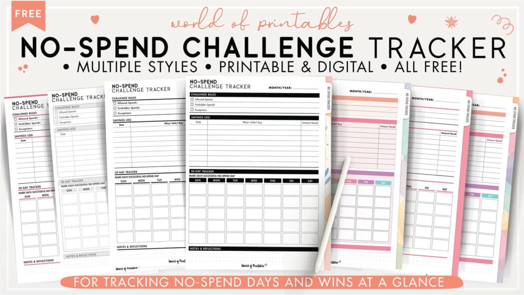 Free No-Spend Challenge Tracker Printable - World of Printables