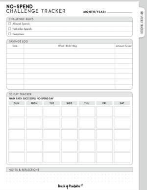 Free No-Spend Challenge Tracker Printable - World of Printables