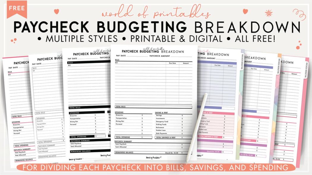 Free Paycheck Budgeting Breakdown Printable - World of Printables