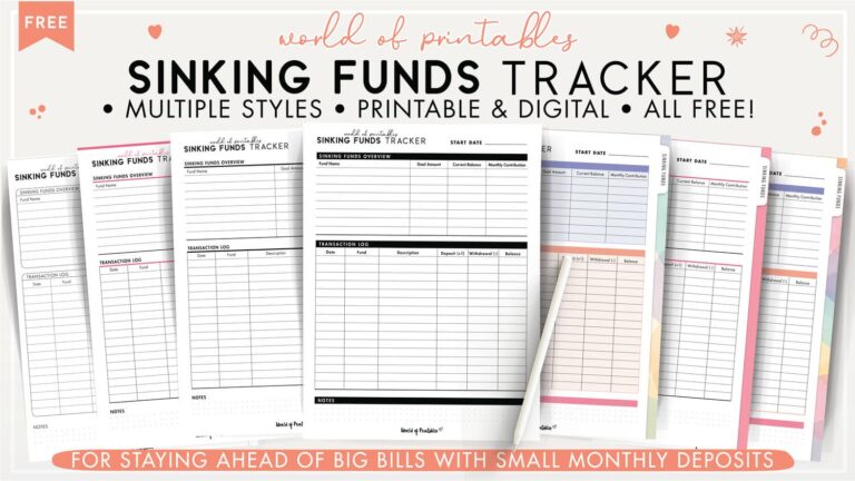 Free Sinking Funds Tracker Printable - World of Printables