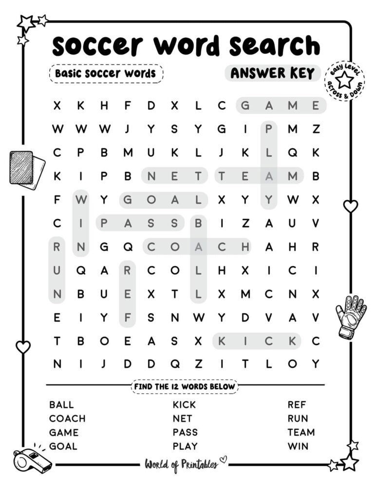 Free Printable Soccer Word Search Puzzles - World of Printables