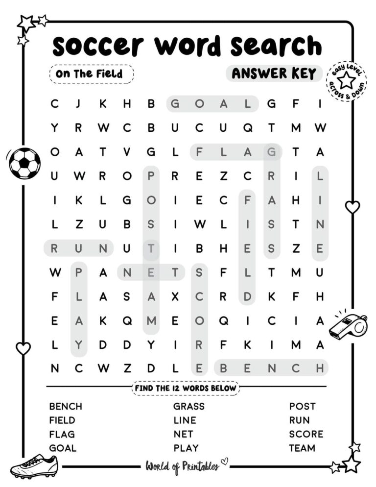 Free Printable Soccer Word Search Puzzles - World of Printables