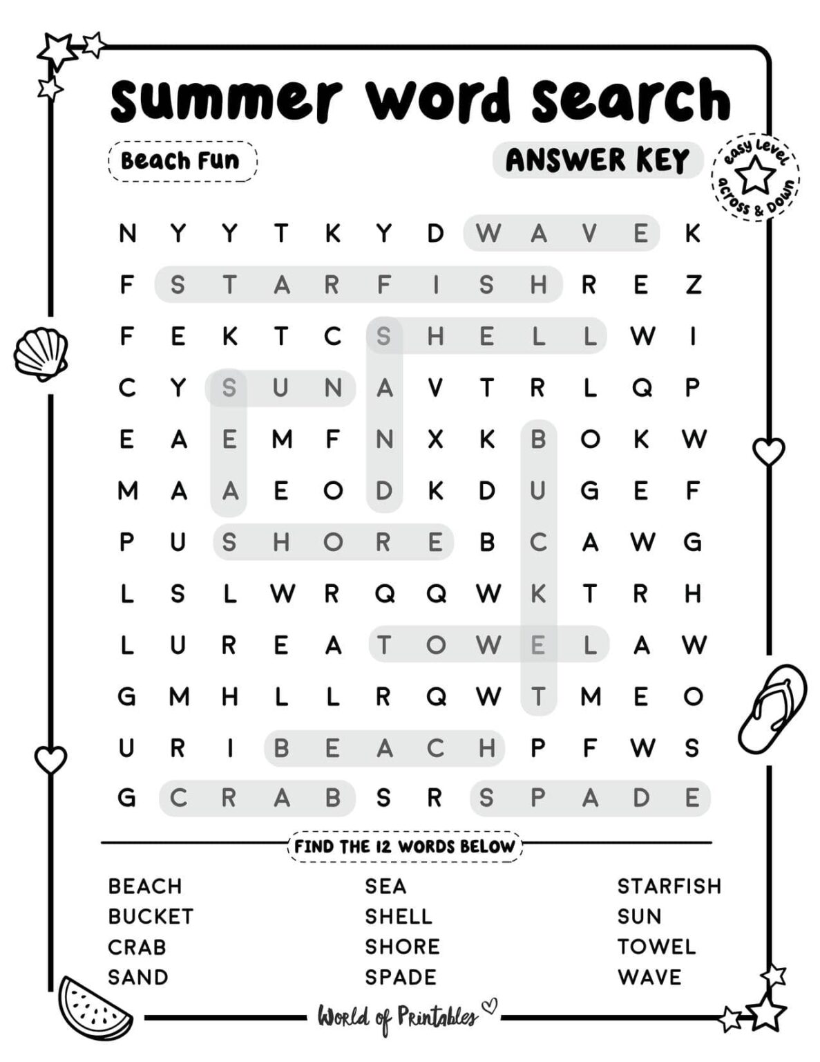 Free Printable Summer Word Search Puzzles - World of Printables