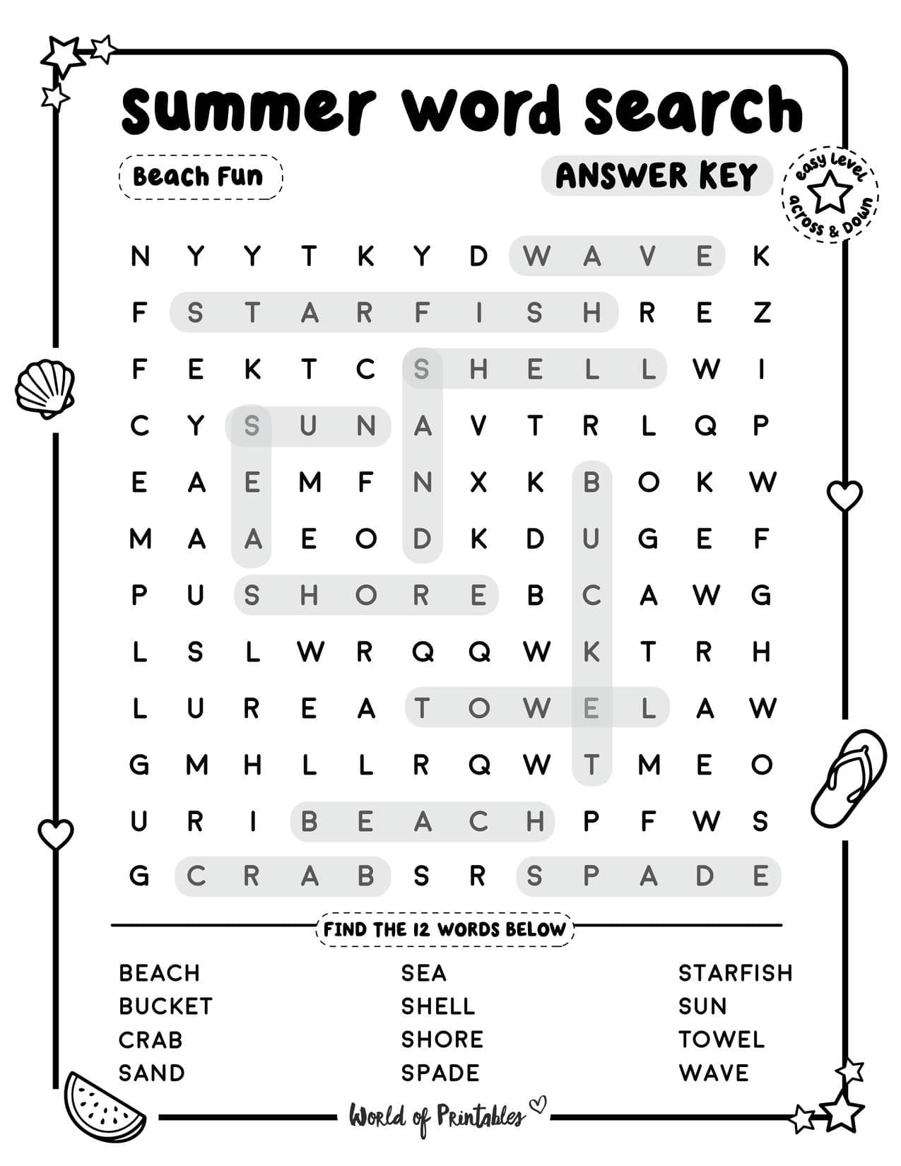 Free Printable Summer Word Search Puzzles - World of Printables