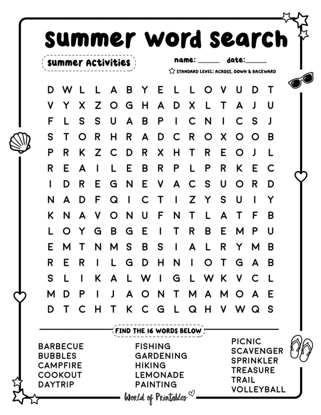 Free Printable Summer Word Search Puzzles - World of Printables
