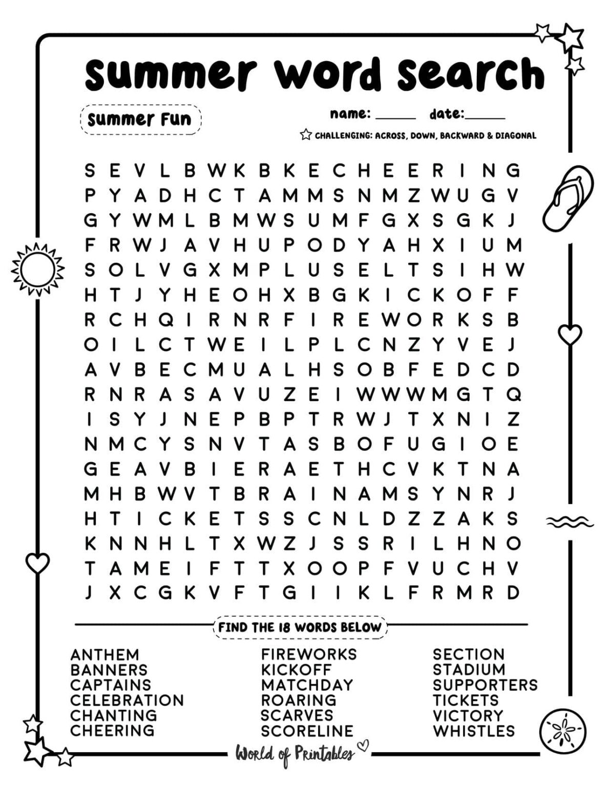 Free Printable Summer Word Search Puzzles - World of Printables