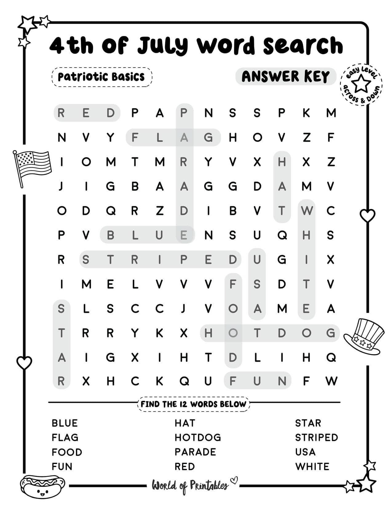 Free Printable 4th of July Word Search Puzzles - World of Printables
