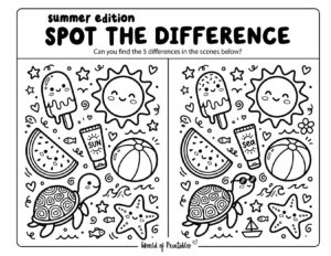 Spot The Difference Summer Games - World of Printables